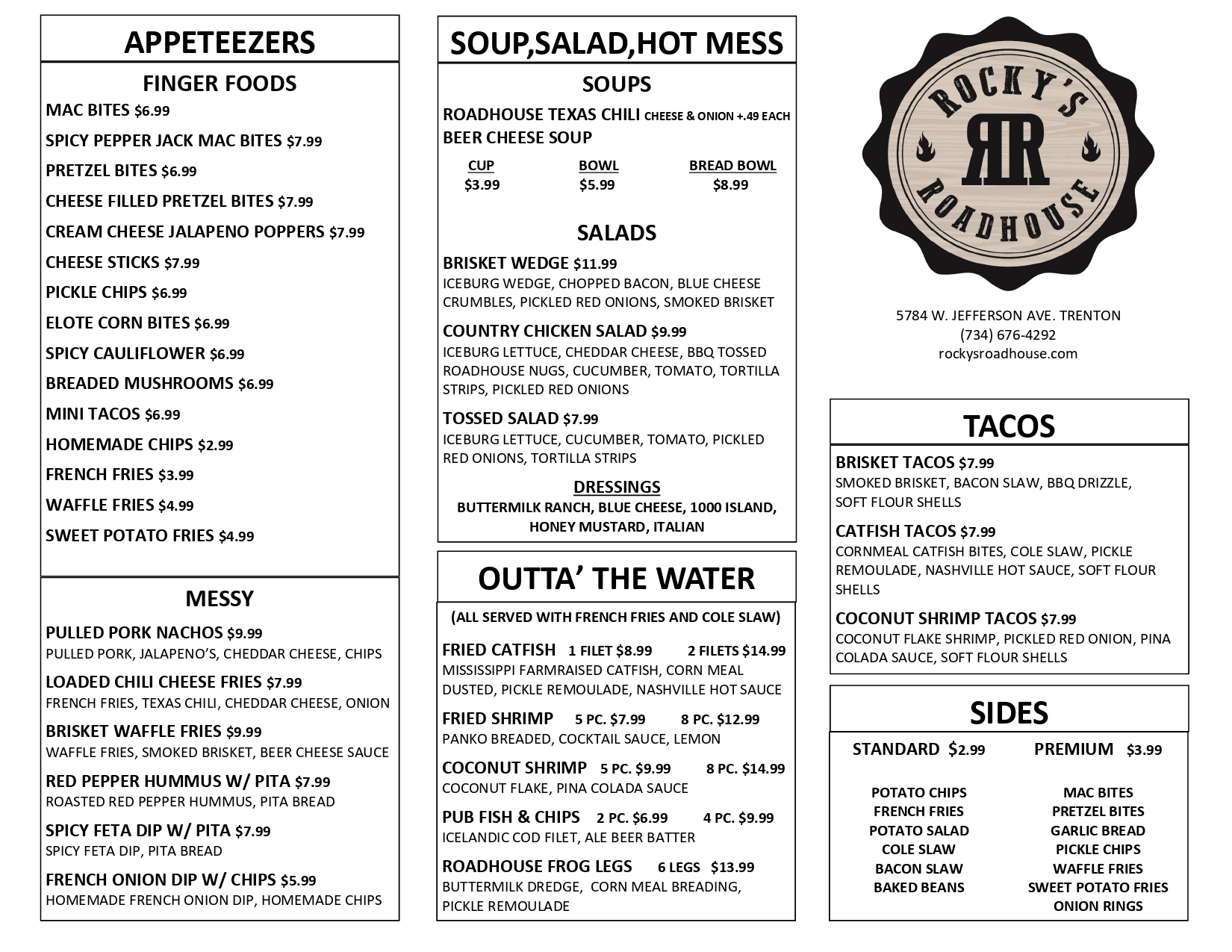 menu – Rocky’s Roadhouse & Bar