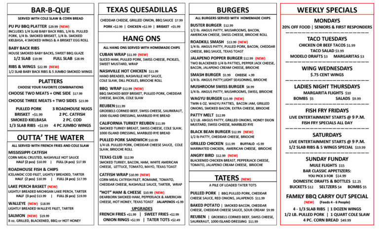 menu – Rocky’s Roadhouse & Bar
